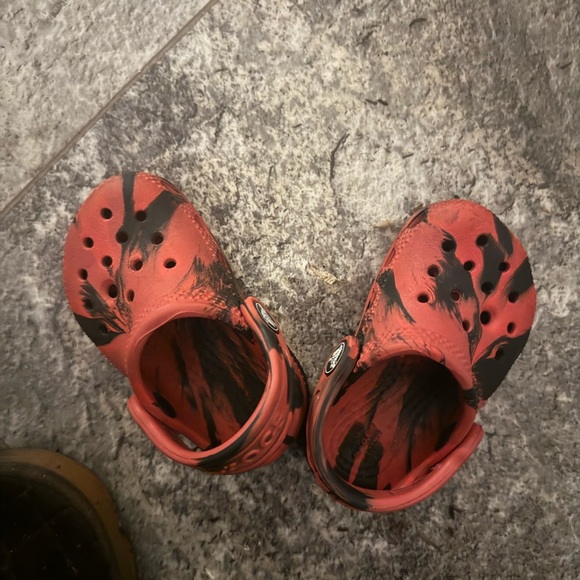 CROCS | Shoes | Crocs Red And Black Sandals With Perforated Design ...